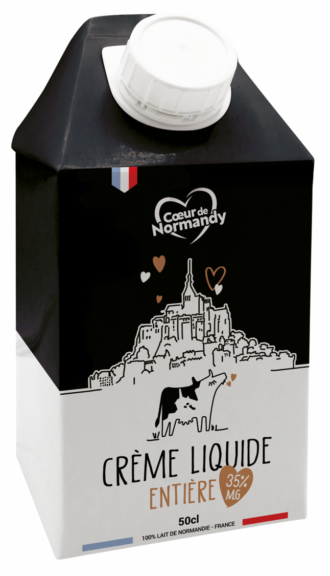 Gamme made in Normandy : lait, yaourt à boire ambiant, beurre et crème.
